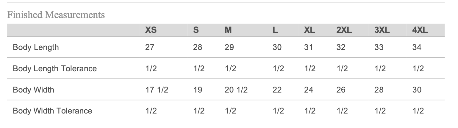 Size Charts - Life Time Big Sugar Classic